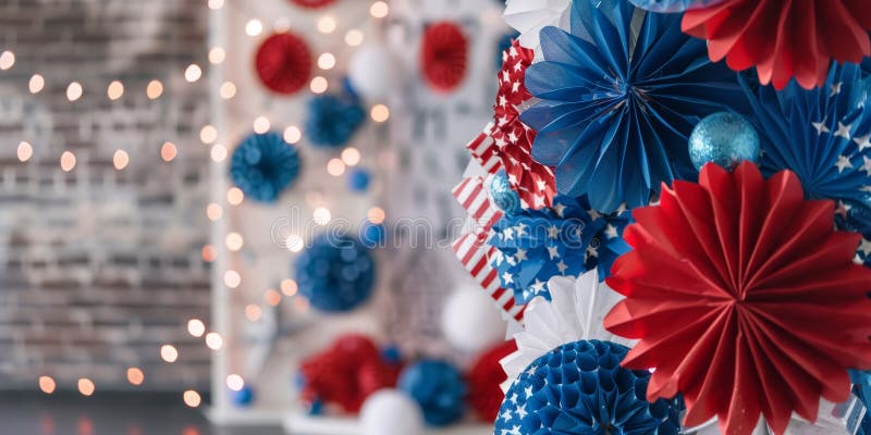 Realistic Patriot Day Decorations with Red, White, and Blue Colors ...