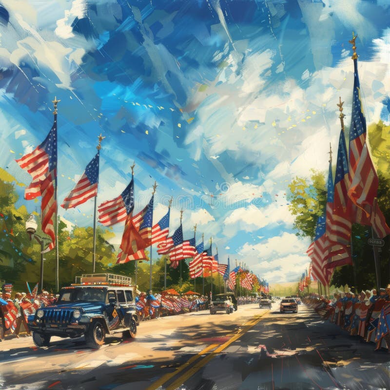 Realistic Patriot Day Parade with Flags. Stock Illustration ...