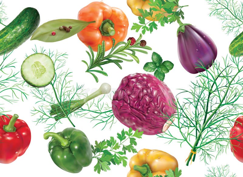 Realistic Pattern with Colorful Vegetables. Vector Mesh Illustration Stock Vector - Illustration ...