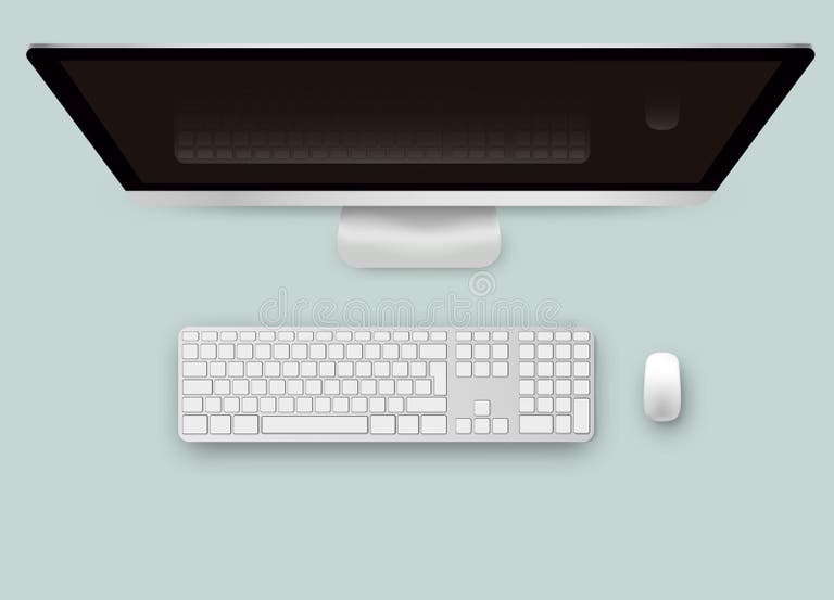 Realistic PC Monitor with Keyboard and Mouse Stock Vector ...