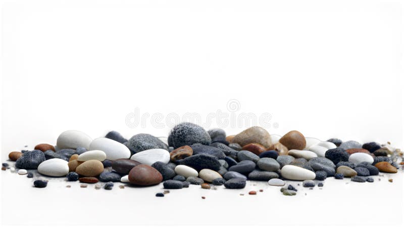 Realistic Pebbles on White Background - Natural Stones for Design and ...