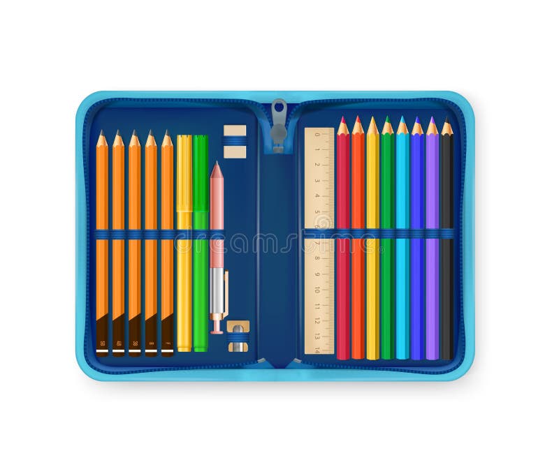 Open Pencil Case Stock Illustrations – 726 Open Pencil Case Stock ...