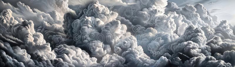Realistic Pencil Drawing of Various Cloud Formations Stock Illustration ...
