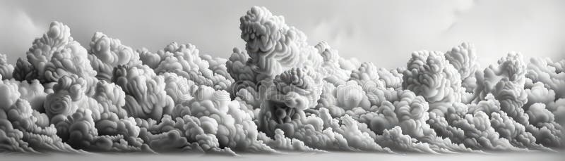 Realistic Pencil Drawing of Various Cloud Formations Stock Illustration ...