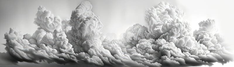 Realistic Pencil Drawing of Various Cloud Formations Stock Illustration ...