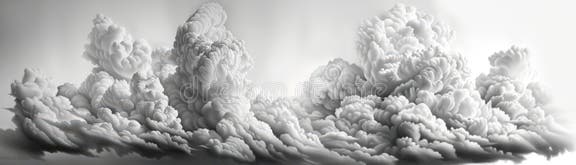 Realistic Pencil Drawing of Various Cloud Formations Stock Illustration ...