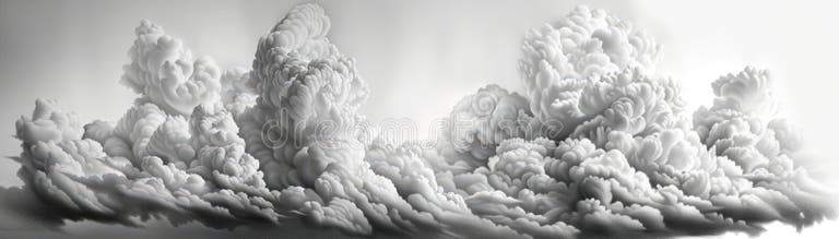 Realistic Pencil Drawing of Various Cloud Formations Stock Illustration ...