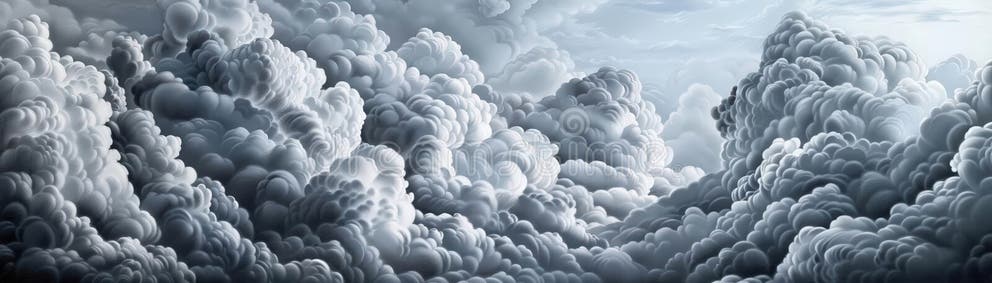 Realistic Pencil Drawing of Various Cloud Formations Stock Illustration ...