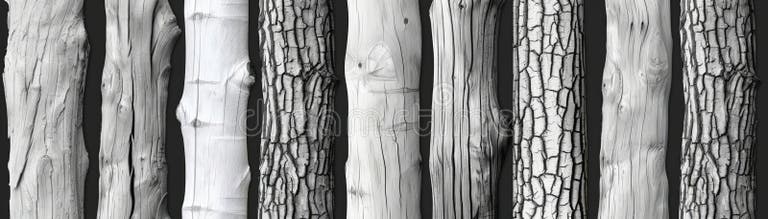 Realistic Pencil Drawing of Various Tree Barks Stock Illustration ...