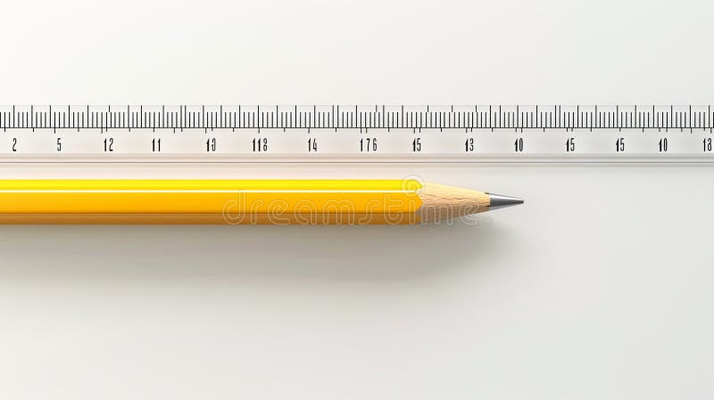 A Realistic of a Pencil and Ruler Aligned Horizontally, Making an ...