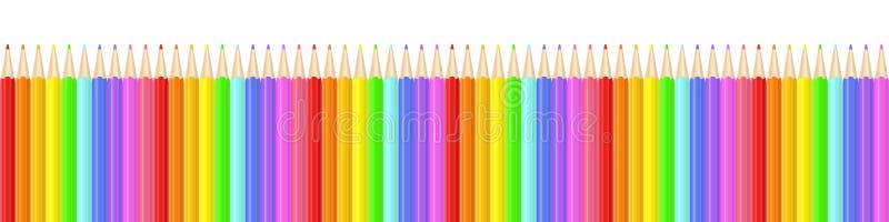Realistic Pencils Border. Drawing Crayons in a Line Stock Vector ...