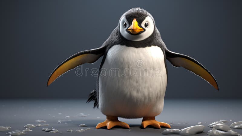 Realistic Penguin Character Model with Rtx on Stock Illustration ...
