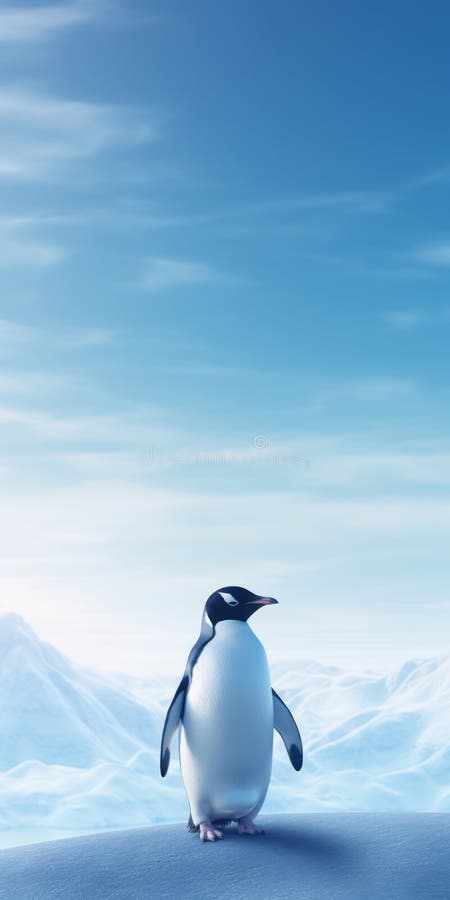 Realistic Penguin on Icy Landscape - Minimalistic Mobile Lock Screen ...