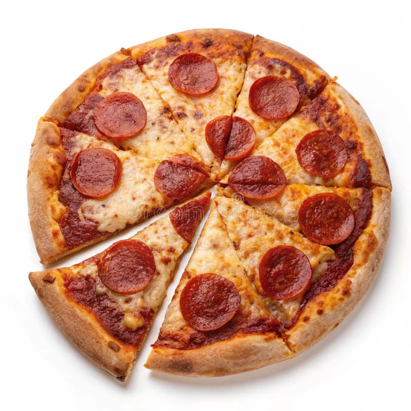 Realistic Pepperoni Pizza Isolated on White Background Stock ...