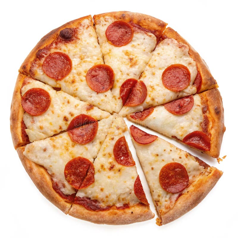 Realistic Pepperoni Pizza Isolated on White Background Stock ...