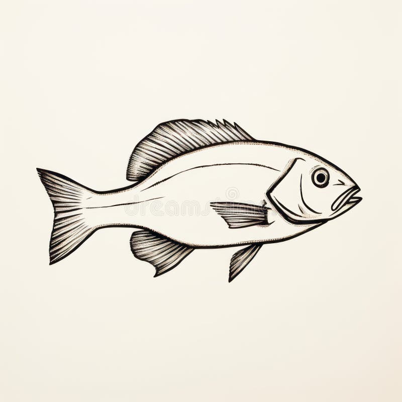 Hand Drawn Fish Illustration on White Background Stock Illustration ...
