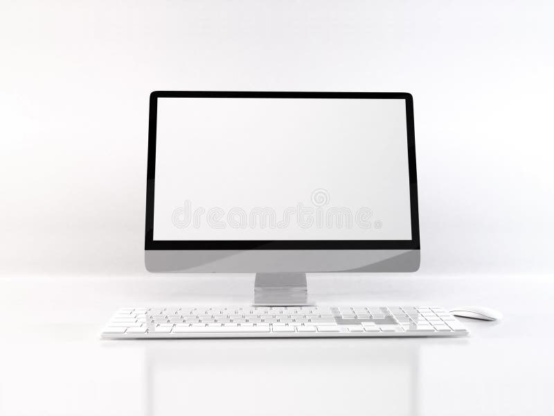 Realistic Personal Computer 3D Illustration Mockup Scene Stock ...