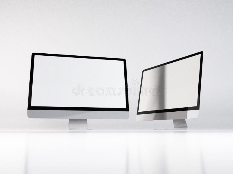 Realistic Personal Computer 3D Illustration Mockup Scene Stock ...