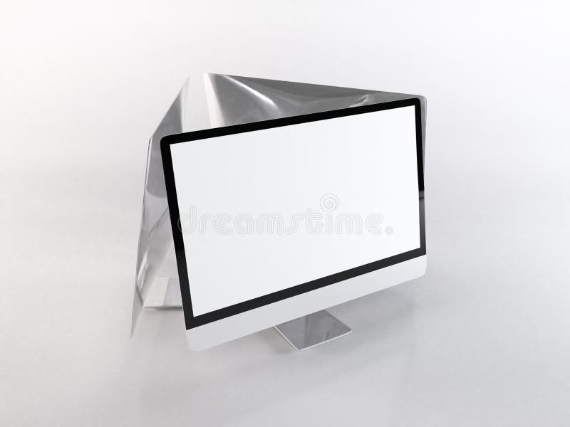 Realistic Personal Computer 3D Illustration Mockup Scene Stock ...
