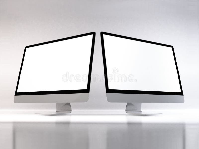 Realistic Personal Computer 3D Illustration Mockup Scene Stock ...