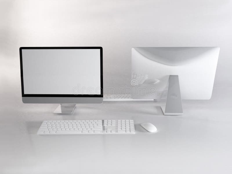 Realistic Personal Computer 3D Illustration Mockup Scene Stock ...