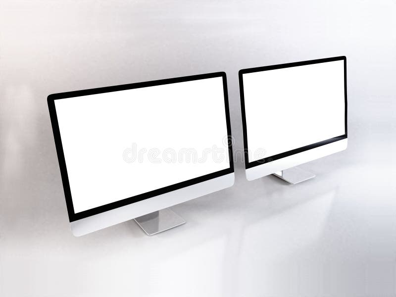 Realistic Personal Computer 3D Illustration Mockup Scene Stock ...