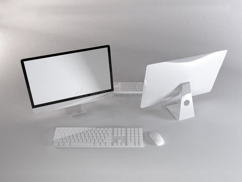 Realistic Personal Computer 3D Illustration Mockup Scene Stock ...