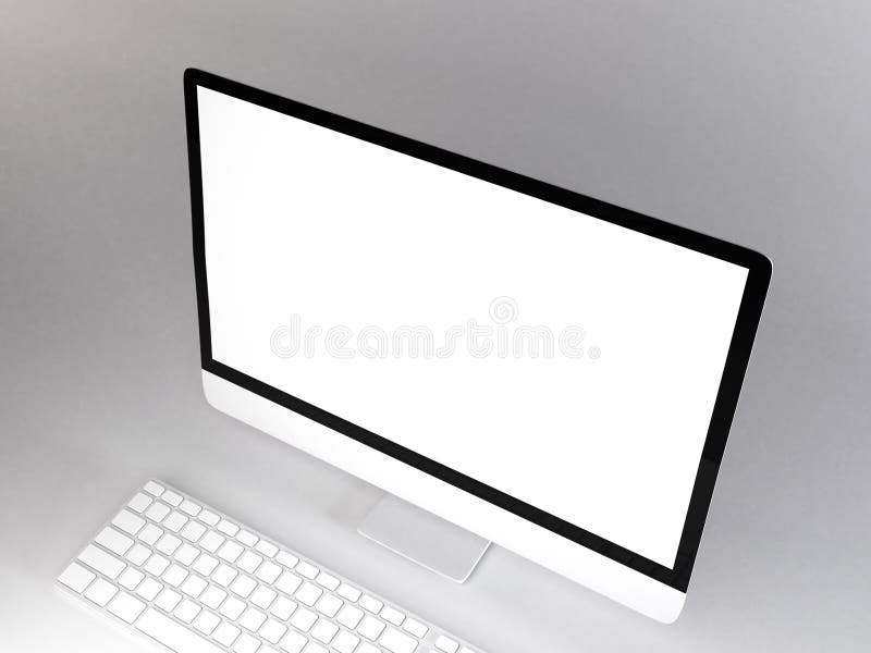 Realistic Personal Computer 3D Illustration Mockup Scene Stock ...