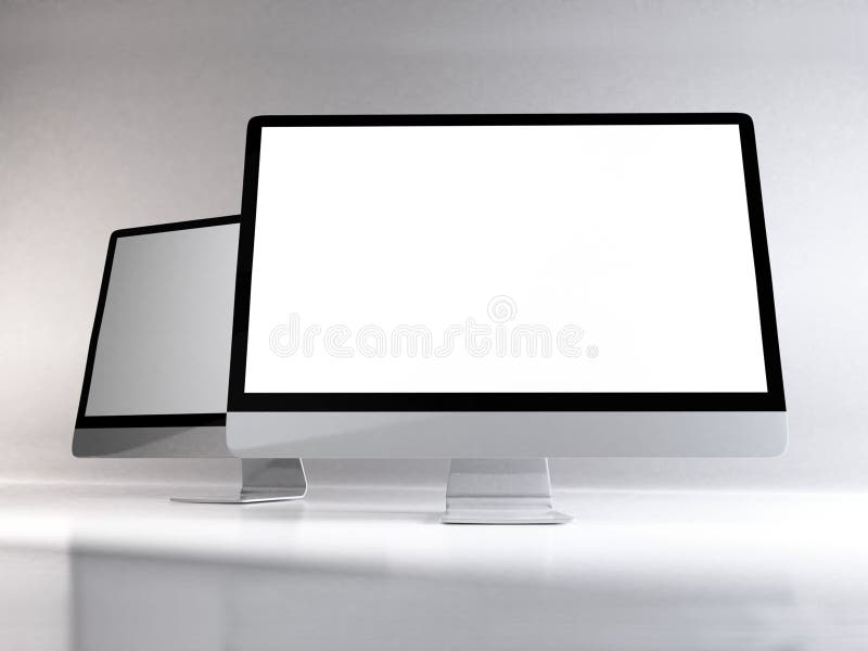 Realistic Personal Computer 3D Illustration Mockup Scene Stock ...