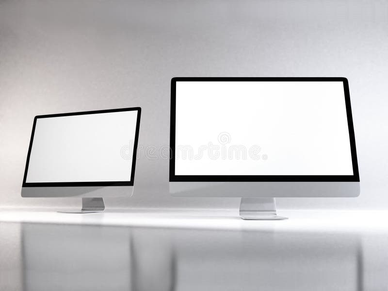 Realistic Personal Computer 3D Illustration Mockup Scene Stock ...