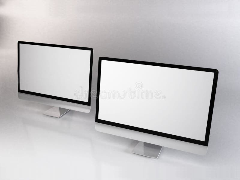 Realistic Personal Computer Mockup Template Scene Stock Illustration ...