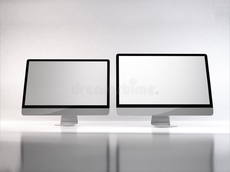 Realistic Personal Computer Mockup Template Scene Stock Illustration ...