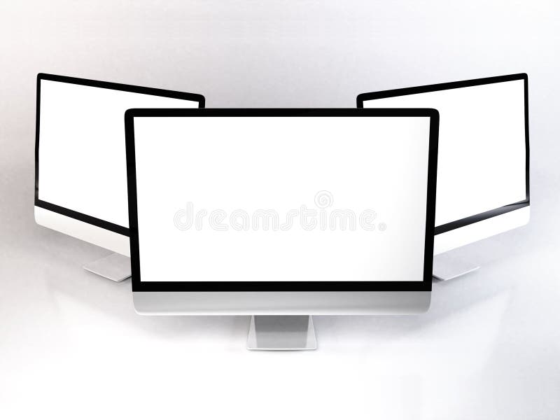 Realistic Personal Computer 3D Illustration Mockup Scene Stock ...