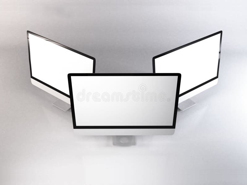 Realistic Personal Computer 3D Illustration Mockup Scene Stock ...