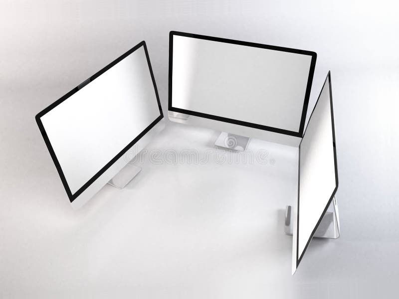 Realistic Personal Computer 3D Illustration Mockup Scene Stock ...