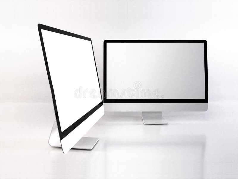 Realistic Personal Computer 3D Illustration Mockup Scene Stock ...