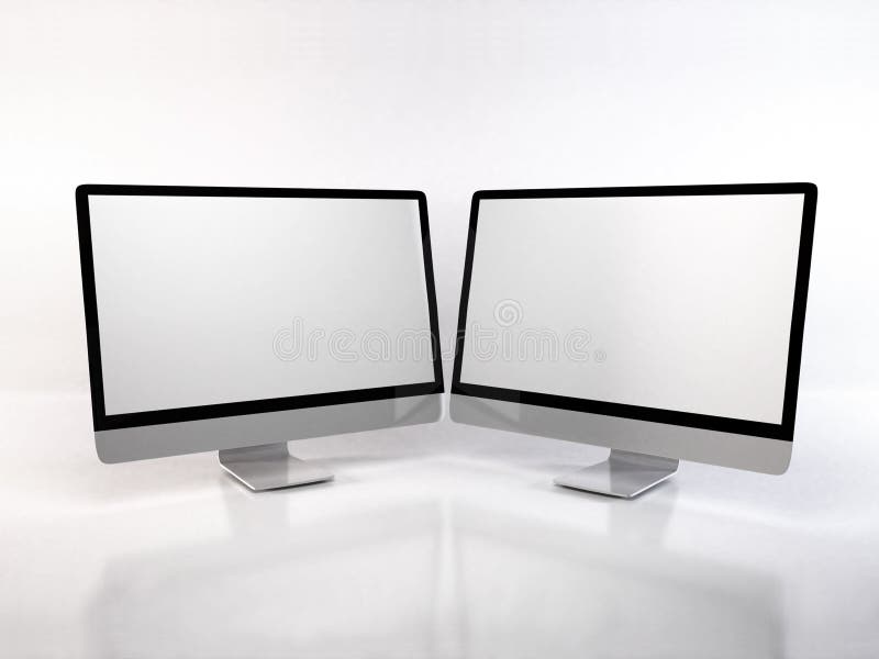 Realistic Personal Computer 3D Illustration Mockup Scene Stock ...