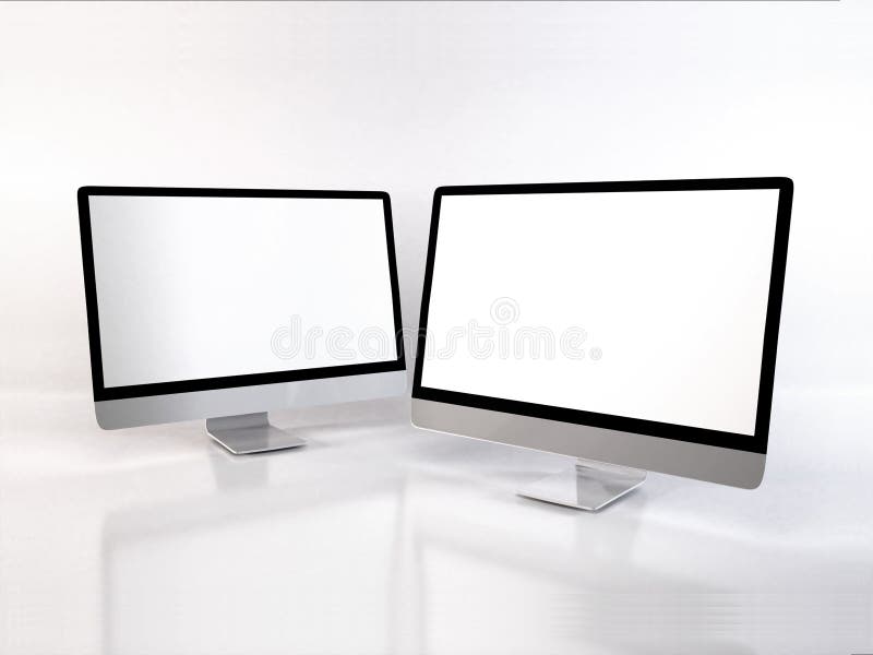Realistic Personal Computer 3D Illustration Mockup Scene Stock ...