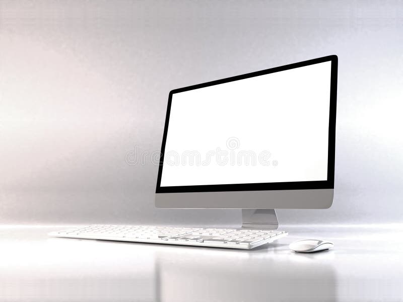 Realistic Personal Computer 3D Illustration Mockup Scene Stock ...