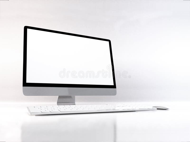 Realistic Personal Computer 3D Illustration Mockup Scene Stock ...