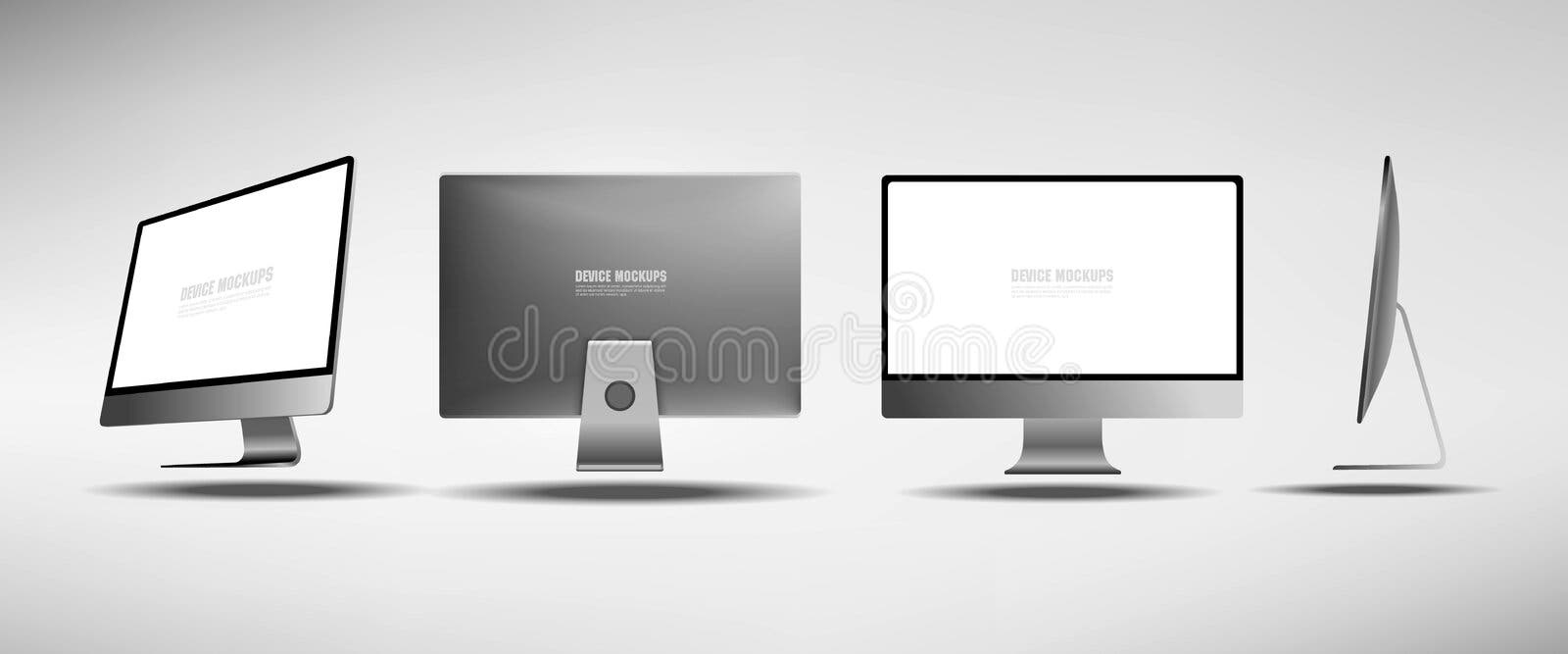 Realistic Personal Computer from Different Angles. 3D Projection PC ...