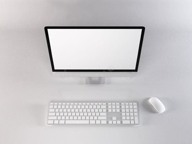 Realistic Personal Computer Mockup Template Scene Stock Illustration ...