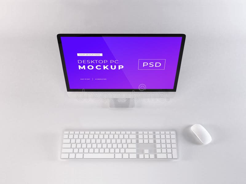 Realistic Personal Computer Mockup Template Scene Stock Illustration ...