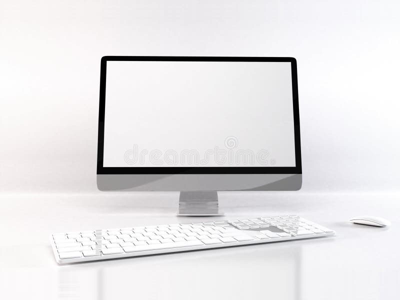 Realistic Personal Computer Mockup Template Scene Stock Illustration ...