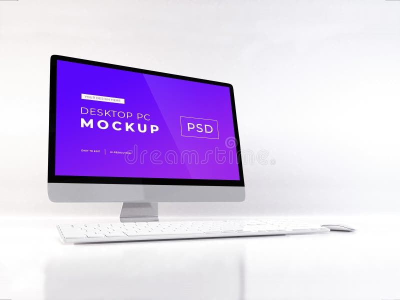 Realistic Personal Computer Mockup Template Scene Stock Illustration ...