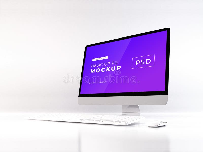 Realistic Personal Computer Mockup Template Scene Stock Illustration ...