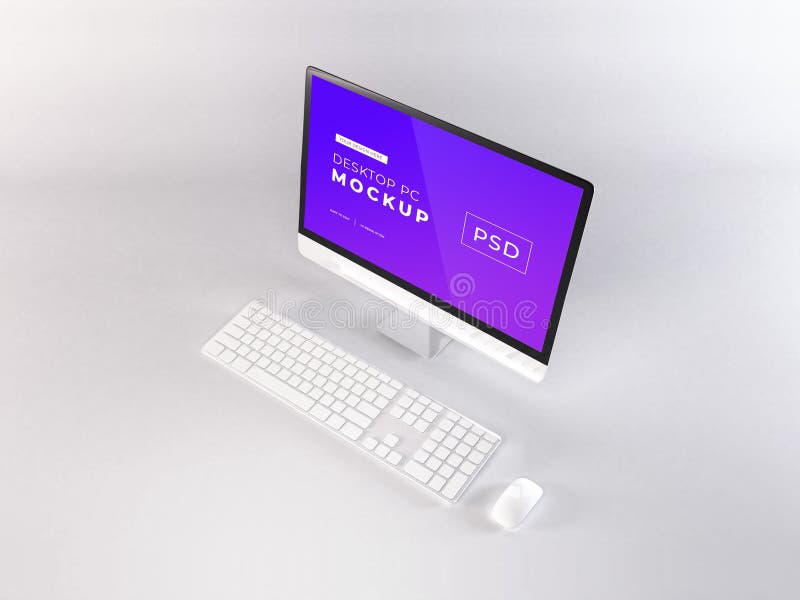 Realistic Personal Computer Mockup Template Scene Stock Illustration ...