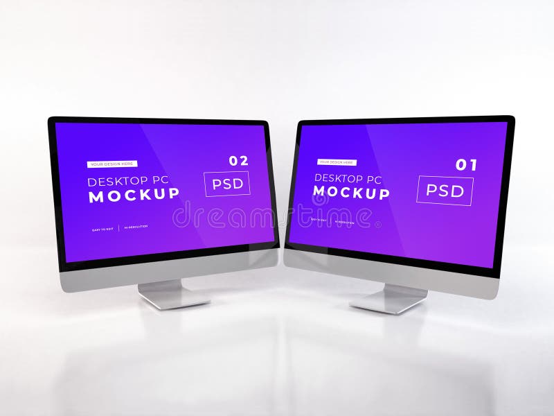 Realistic Personal Computer Mockup Template Scene Stock Illustration ...