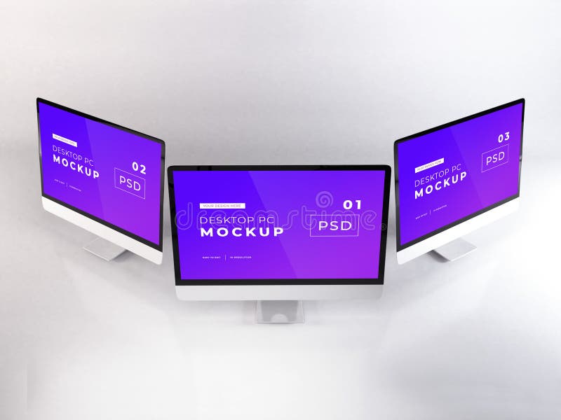 Realistic Personal Computer Mockup Template Scene Stock Illustration ...