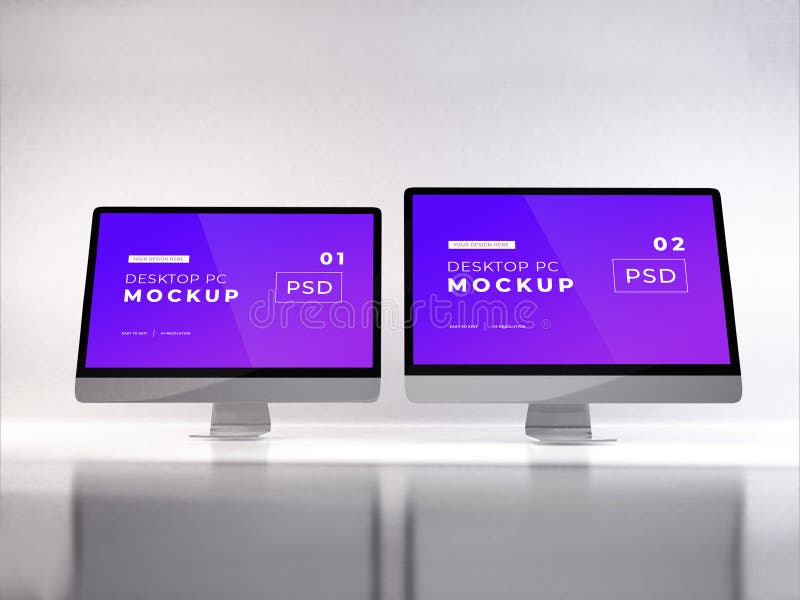 Realistic Personal Computer Mockup Template Scene Stock Illustration ...